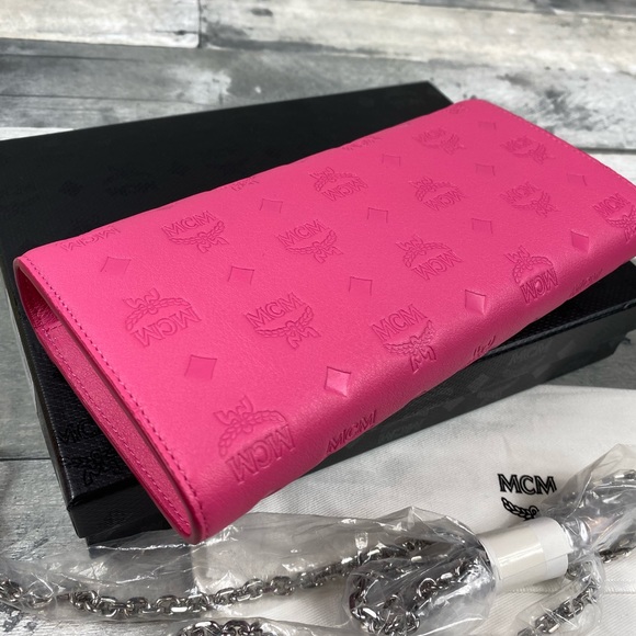 MCM | Bags | Mcm Large Wallet Crossbody Two Fold Pink Purse | Poshmark